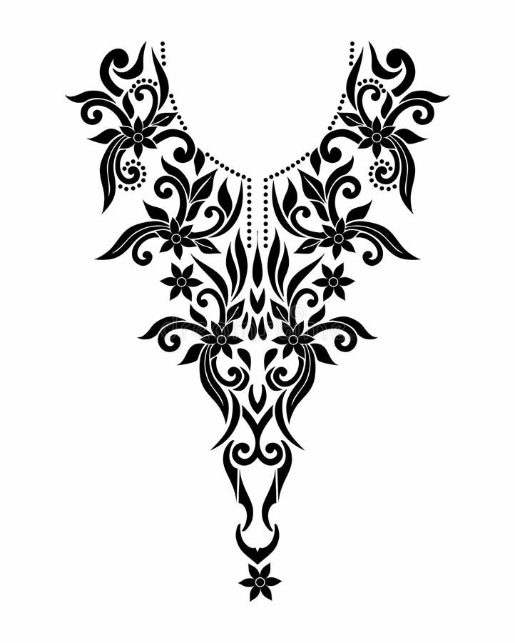 Neck Line Baroque Design for Embroidery Stock Vector - Illustration of ...