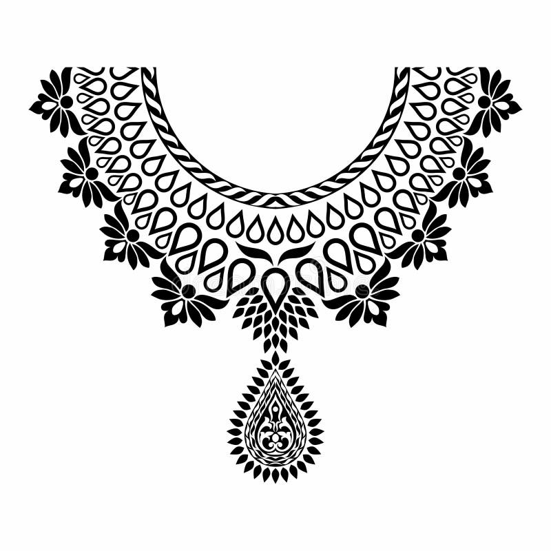 Neck Line Baroque Design for Embroidery Stock Vector - Illustration of ...