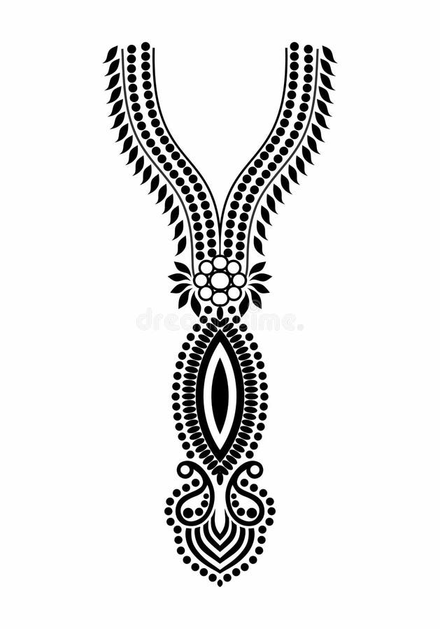 Neck Line Embroidery Design with Flowers Stock Vector - Illustration of ...