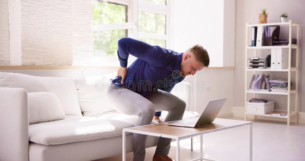 Neck Pain and Stress. Bad Posture at Computer Stock Image - Image of ...