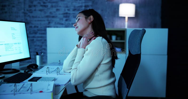 Neck Pain while Working at Computer Stock Photo - Image of body ...