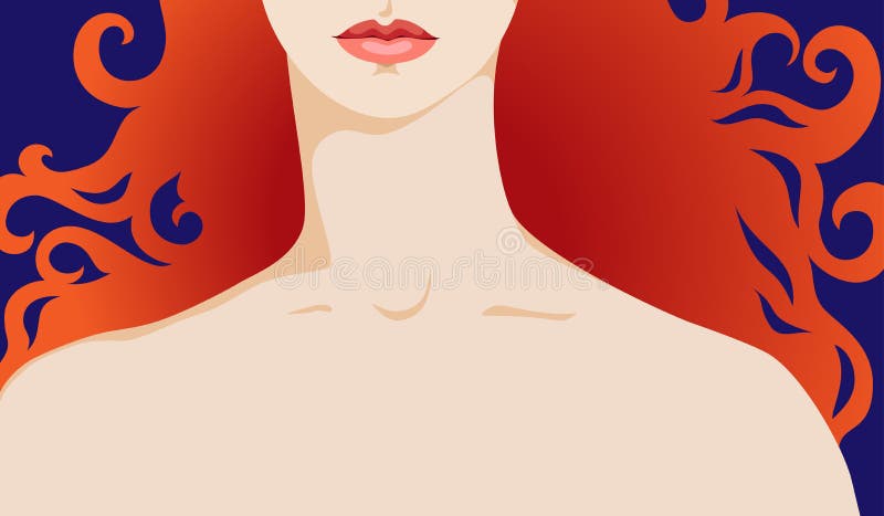 Neck and Shoulder of a Redhead Girl Stock Vector - Illustration of ...