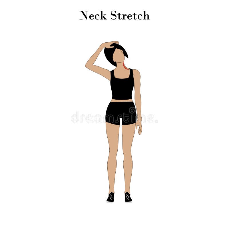 Neck and Shoulder Exercise. Stretch To Relieve Neck Pain Stock Vector ...