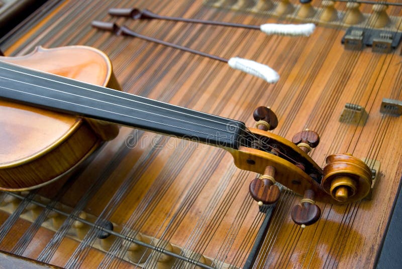 Vintage Violin Neck Resting on a Music Score Stock Image - Image of ...
