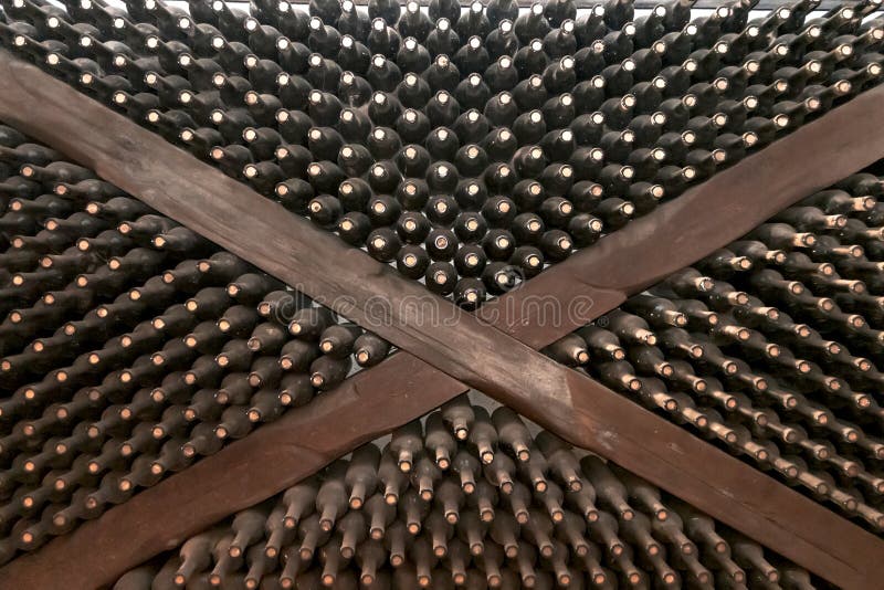 The Neck of the Wine Bottles are in a Row Stock Image - Image of indoor ...