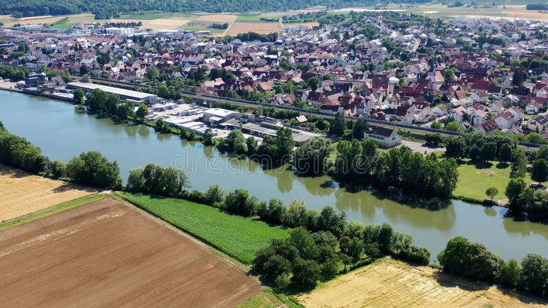 Neckar at Binau from above stock video. Video of destination - 155958031