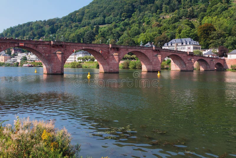 Neckar River and Stone Bridge. Heidelberg, Germany Stock Photo - Image ...