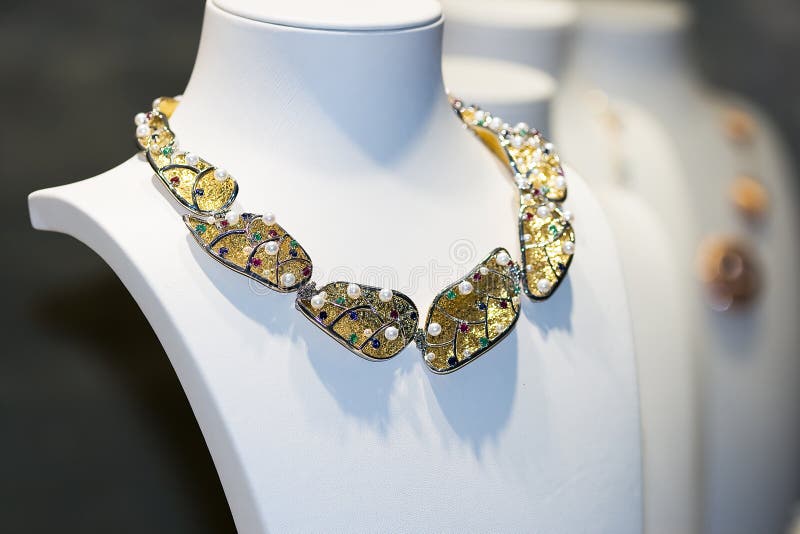 Gold jewels stock image. Image of necklace, surface, brilliant - 12233265