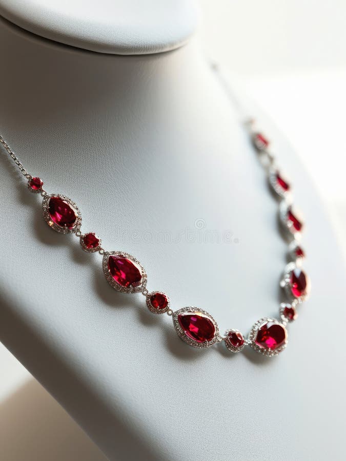 Necklace with Ruby Gemstones. Stock Illustration - Illustration of ...
