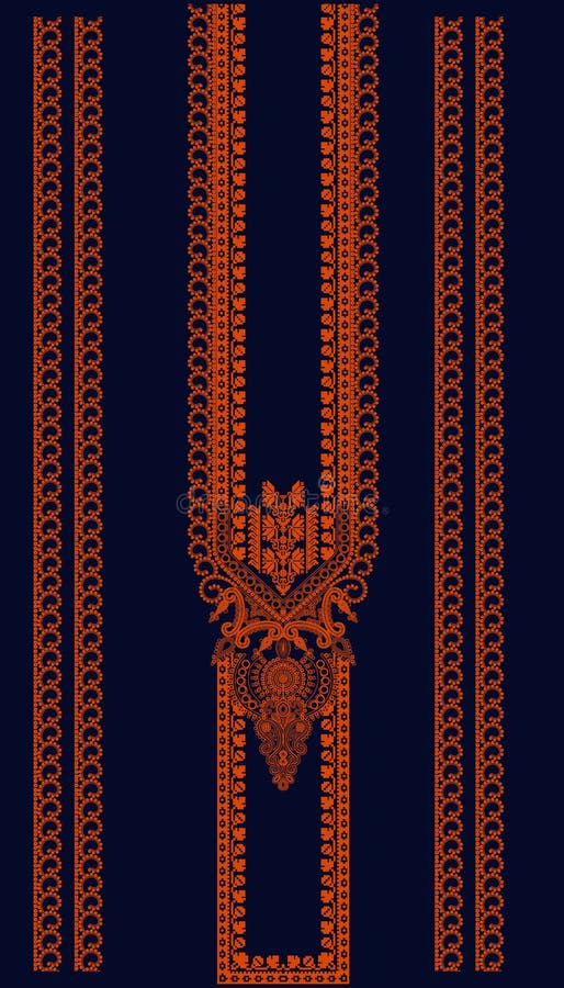 Neckline Traditional with Borders Textile Design Stock Illustration ...