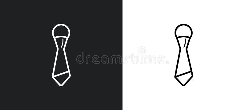Necktie Outline Icon in White and Black Colors. Necktie Flat Vector ...