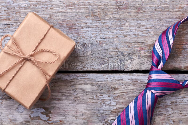 Necktie and Wrapped Present. Stock Photo - Image of accessory, knot ...
