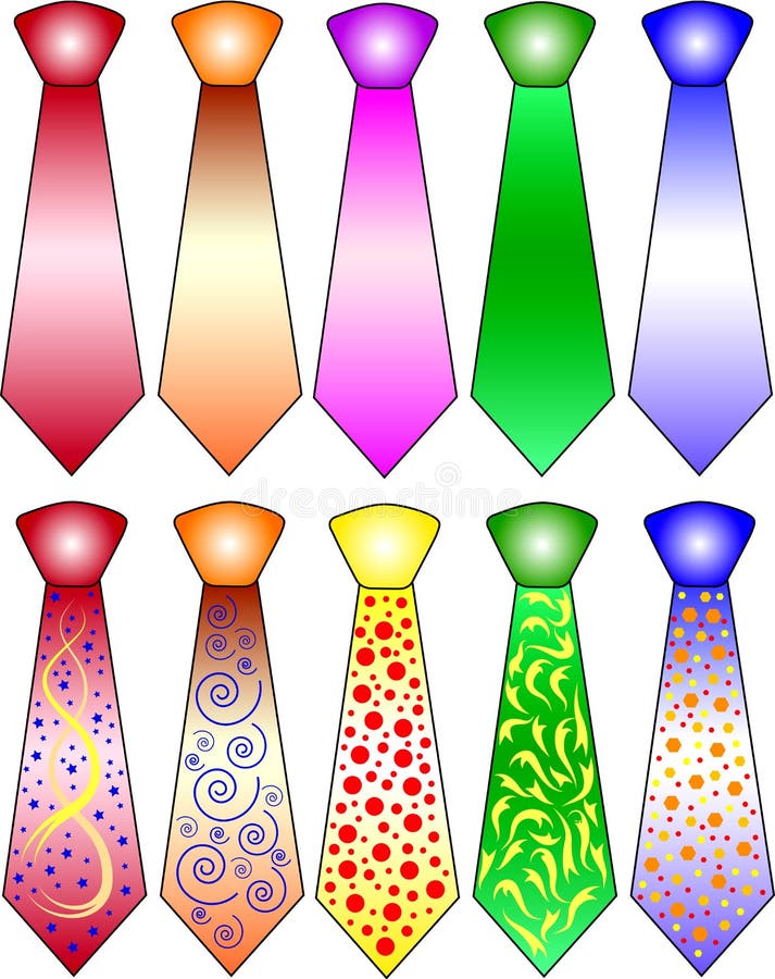 Six Neckties in Different Colors Stock Illustration - Illustration of ...