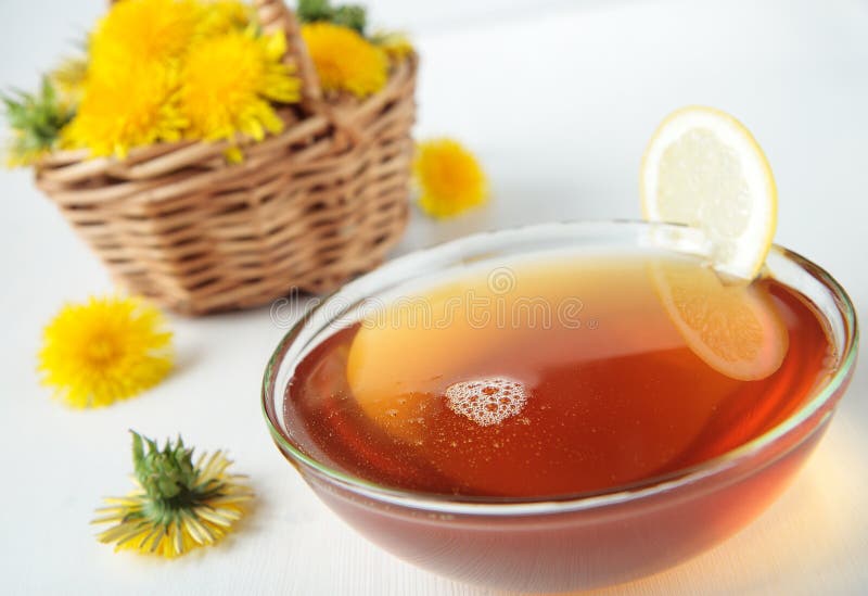Nectar from Flowers of Dandelions with Lemon Stock Photo - Image of ...