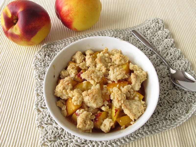 Nectarine crumble stock photo. Image of fruits, cake - 47920812