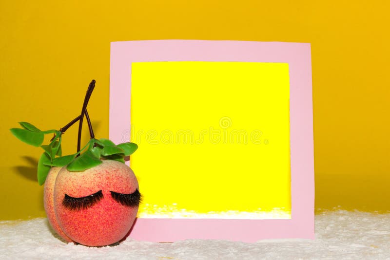 Nectarine Fruit with Leaf and Eyelashes, Creative Nectarine Lady on the ...