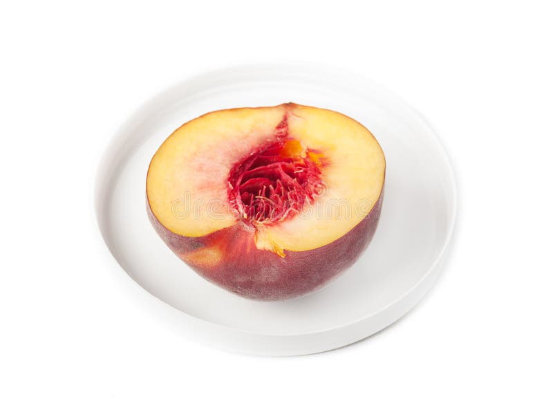 Nectarine Half on a White Grater, without Stones, Isolate Stock Image ...