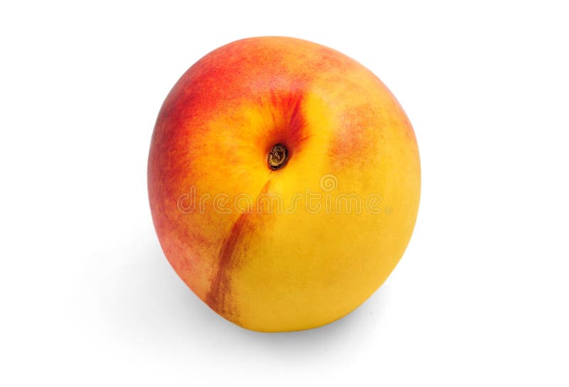 Isolated Nectarine. Half of Nectarine Fruit with Leaves Isolated on ...