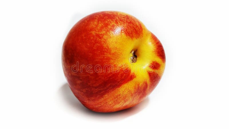 Isolated Nectarine. Half of Nectarine Fruit with Leaves Isolated on ...