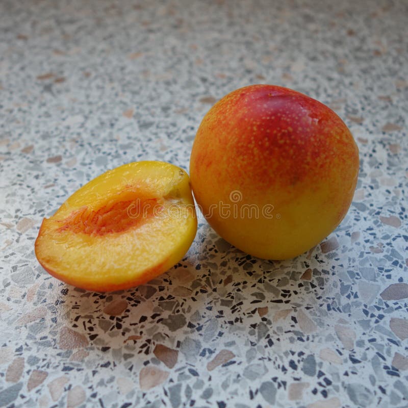 Nectarine Lying on the Table Stock Photo - Image of round, table: 120784668