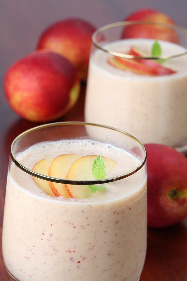 Nectarine milk shake stock image. Image of cold, refreshment - 15013135