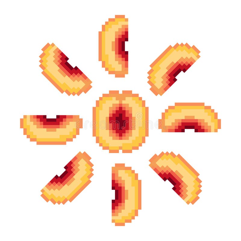 Nectarine. Stone Fruits Slice Isolated on White Stock Vector ...