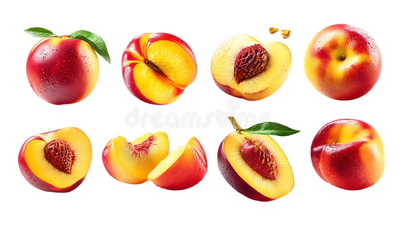 Nectarines on Transparent Background Stock Illustration - Illustration ...