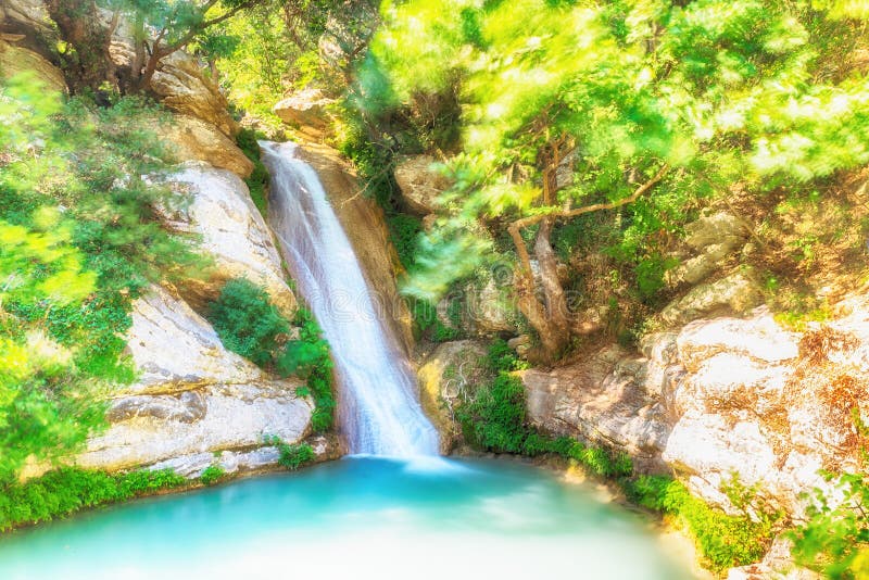 Neda waterfall, Greece stock image. Image of aqua, jungle - 108714235