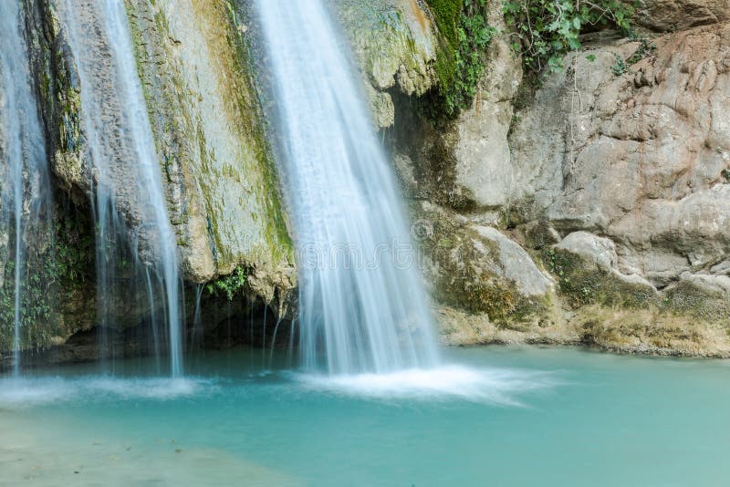 Neda Waterfalls among the Rocks and Forest Stock Image - Image of ...