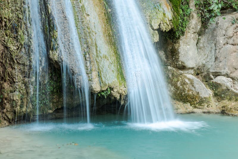 Neda Waterfalls among the Rocks and Forest Stock Image - Image of ...