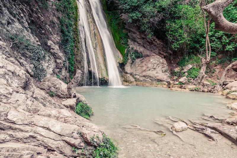 Neda Waterfalls among the Rocks and Forest Stock Photo - Image of ...