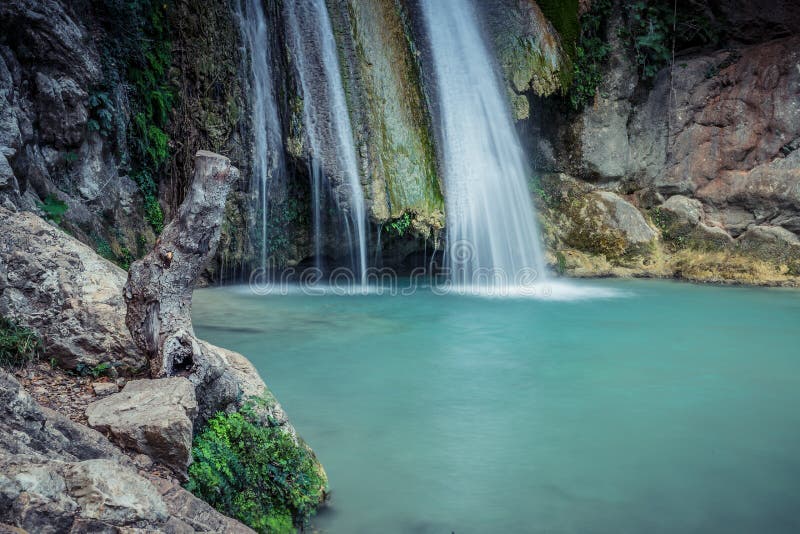 Neda Waterfalls among the Rocks and Forest Stock Photo - Image of ...
