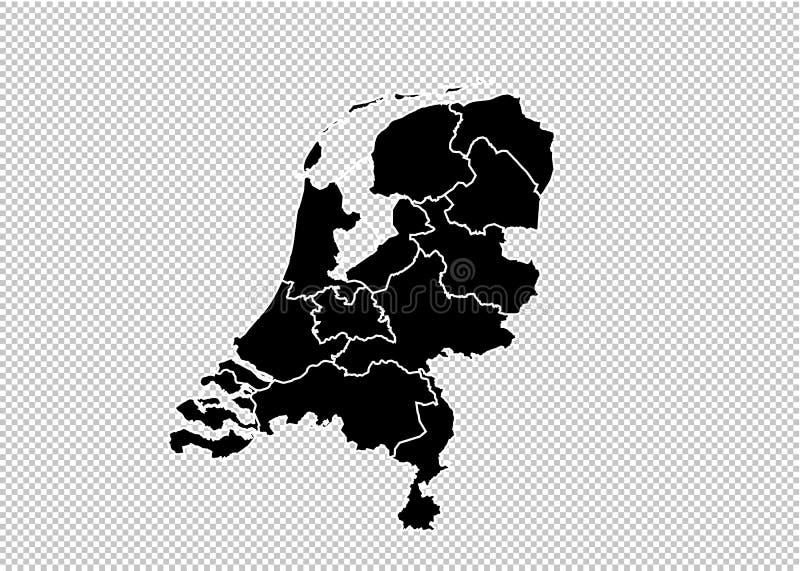 Nederland Brengt Hoog Gedetailleerde Zwarte Kaart Met Provincies