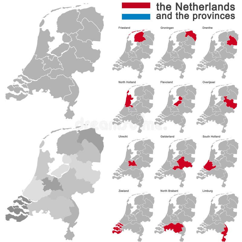 Nederland - Kaart Van De Provincies Vector Illustratie - Illustration ...