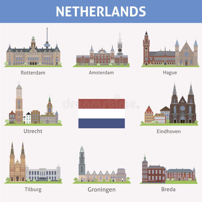 Nederland. Symbolen Van Steden Vector Illustratie - Illustration of ...