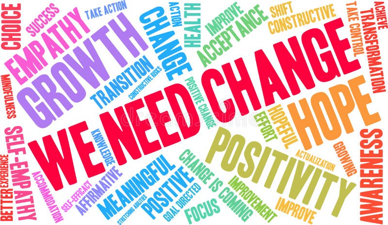 We Need A Change. Red Megaphone With Flies Out Text On Blue Background ...