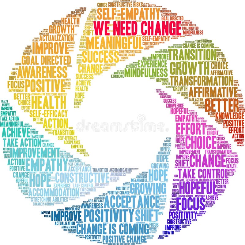 We Need A Change. Red Megaphone With Flies Out Text On Blue Background ...