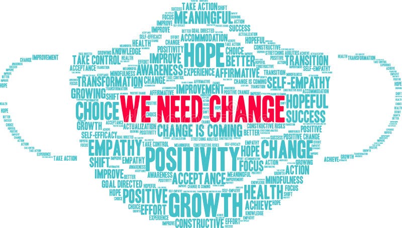 We Need A Change. Red Megaphone With Flies Out Text On Blue Background ...