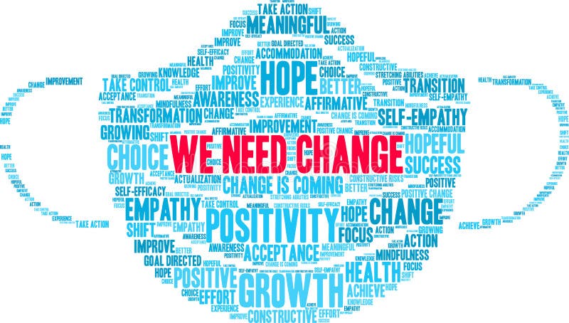 We Need A Change. Red Megaphone With Flies Out Text On Blue Background ...