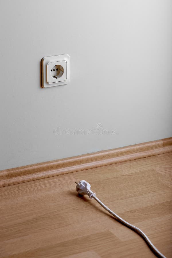 Need Extension. White Power Socket on Beige Wall at Low Height from the ...