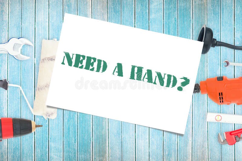 Need a Hand? Against Diy Tools on Wooden Background Stock Illustration ...