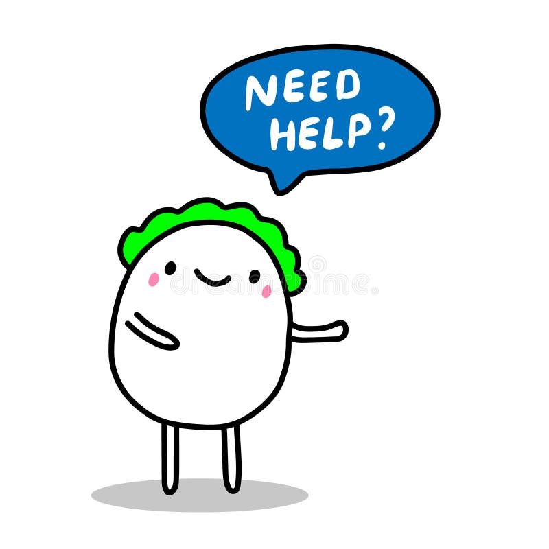 Need Help Hand Drawn Vector Illustration in Cartoon Comic Style Green ...