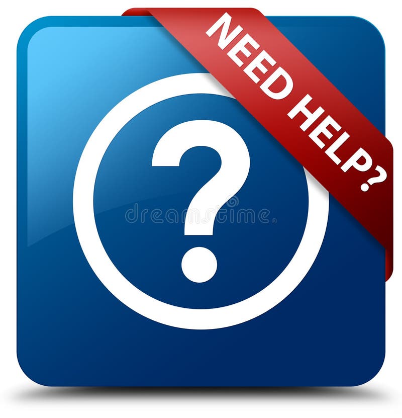 Need Help (question Icon) Blue Square Button Red Ribbon in Corner Stock ...