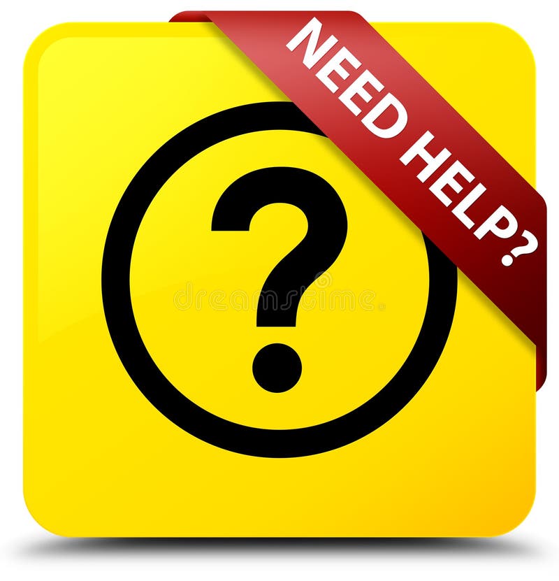 Need Help (question Icon) Yellow Square Button Red Ribbon in Cor Stock ...