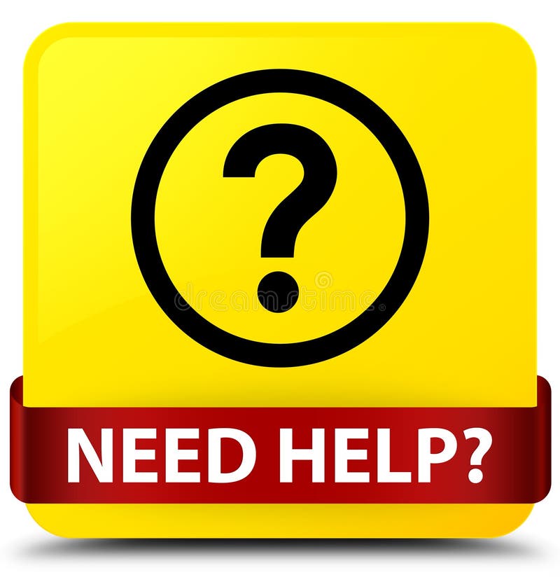 Need Help (question Icon) Yellow Square Button Red Ribbon in Mid Stock ...