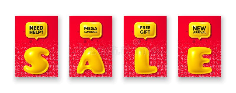 Need Help Symbol. Support Service Sign. Poster Templates with 3d Sale ...