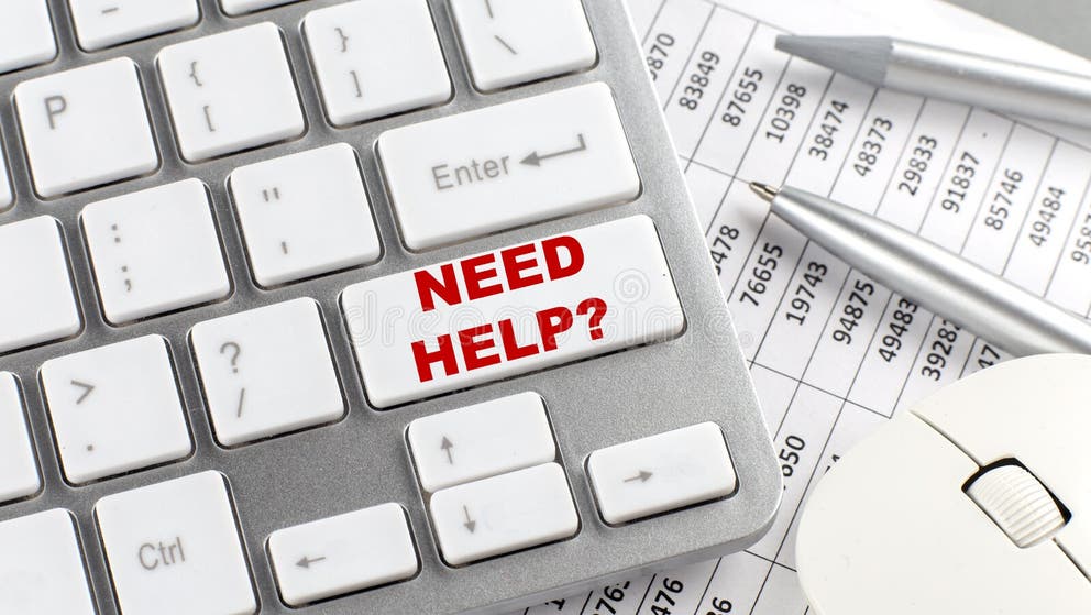 NEED HELP Text on Keyboard Wirh Chart and Pencil Stock Photo - Image of ...