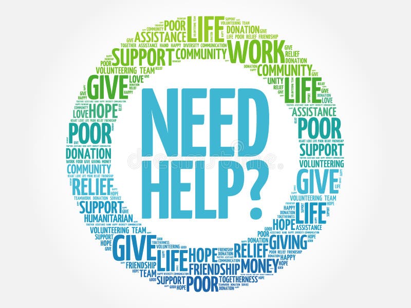 Need Help? Word Cloud Collage Stock Illustration - Illustration of ...