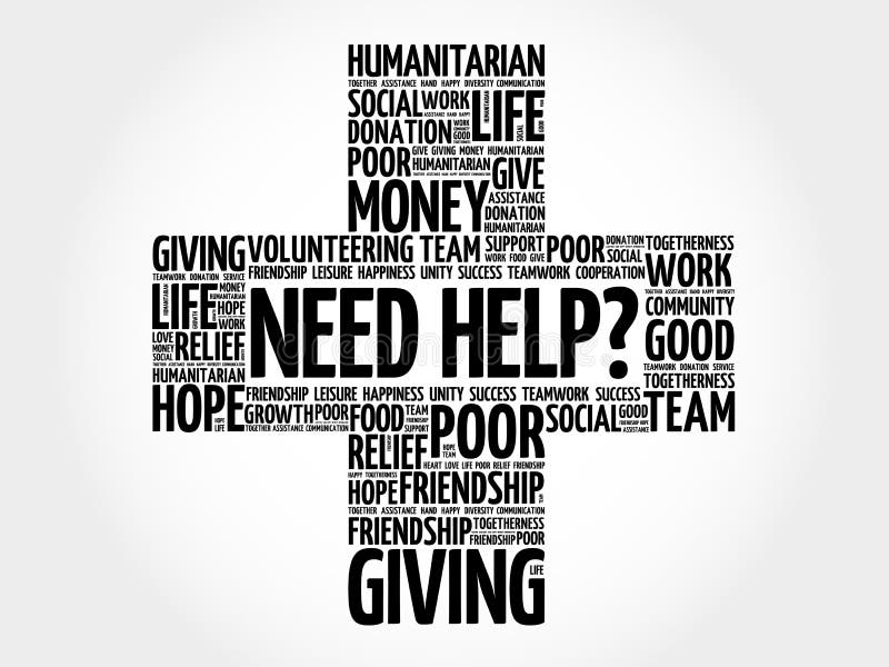 Need Help? Word Cloud Collage Stock Illustration - Illustration of ...