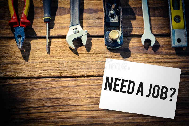 Need a Job? Against Desk with Tools Stock Illustration - Illustration ...